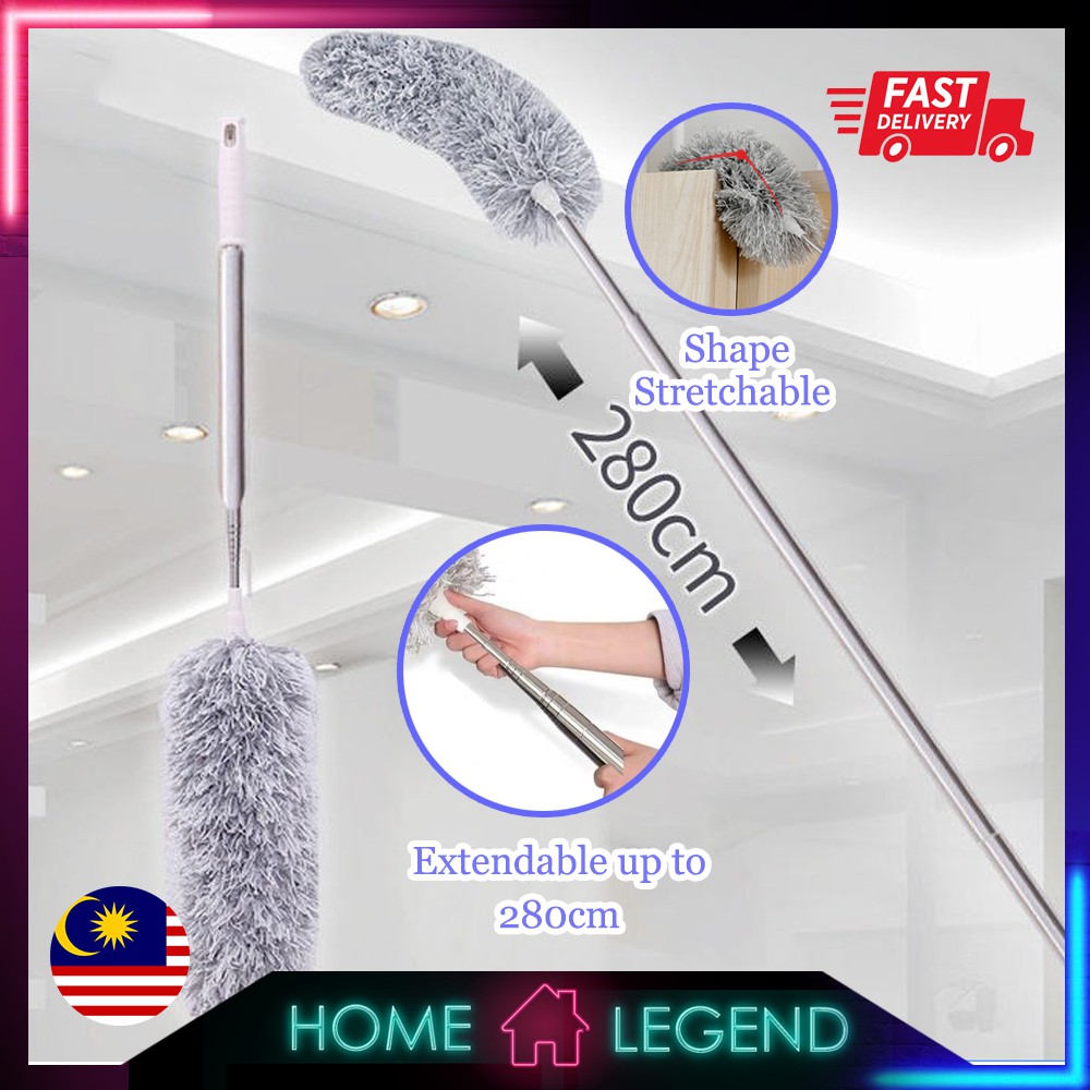 (Ready Stock) 280cm Extendable Long Mop Long Microfiber Duster L Shape ...