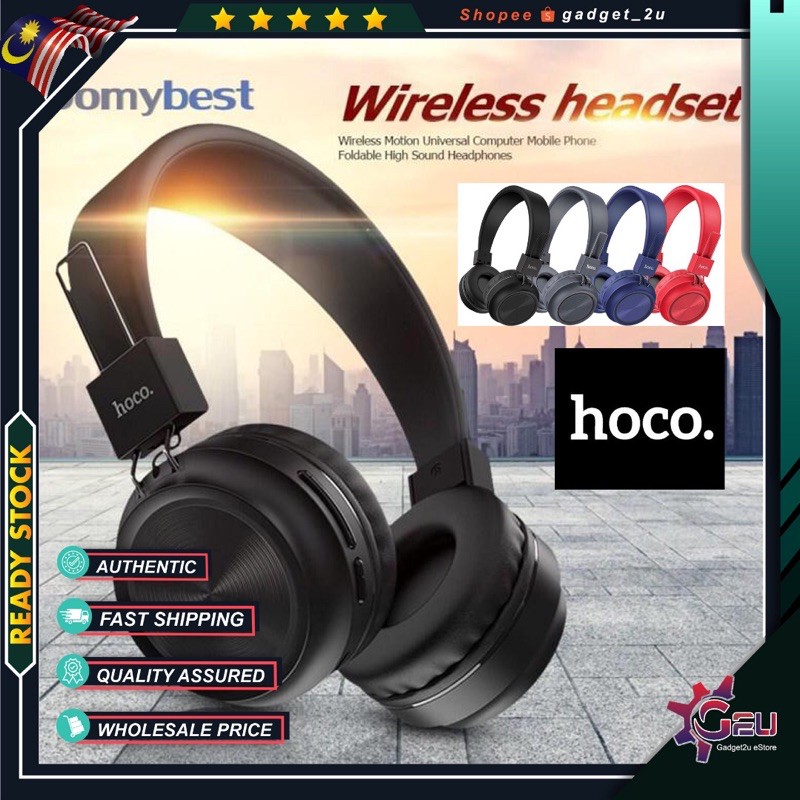Original Hoco W25 Wireless Deep Bass Bluetooth Headphone with Mic for 12 Music Hours | Shopee ...
