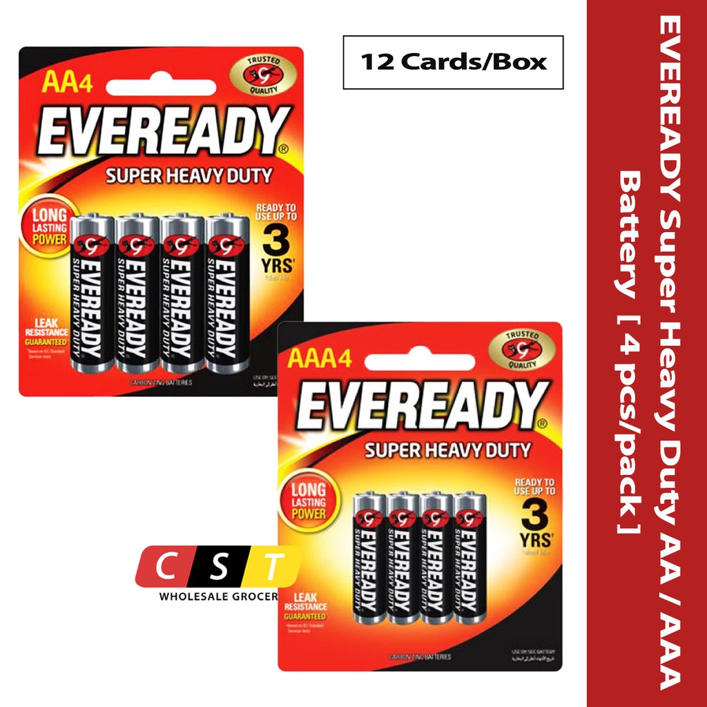 EVEREADY Super Heavy Duty AA / AAA Battery [ 4 pcs/pack ] X 12 Cards ...