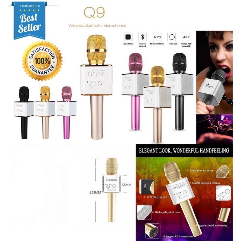 Q9 WS 858 Karaoke KTV Mic Portable Bluetooth Speaker Microphone ...