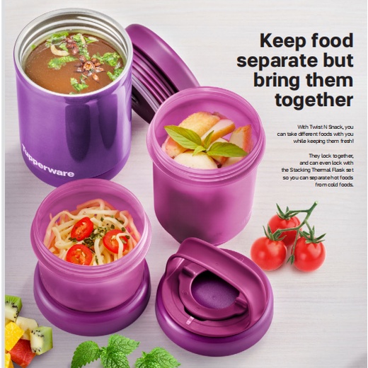 Tupperware Stacking thermal flask Purple Hot cool 350ml 475ml /Twist N ...