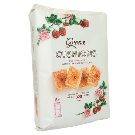 BISCUITS Grona Cushions Puff Pastries With Strawberry Filling 328g ...