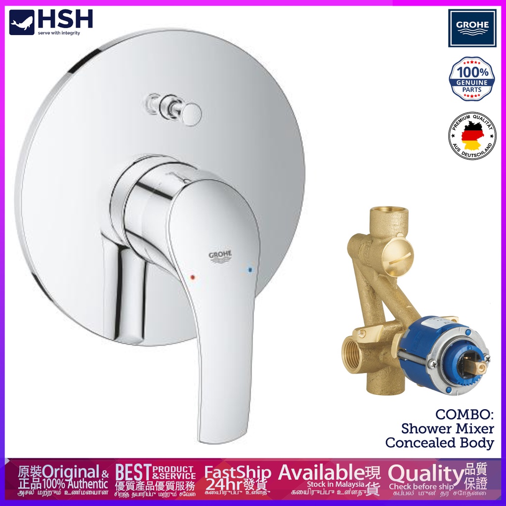 Original GROHE 19450002 Eurosmart Single-lever bath/shower mixer trim ...