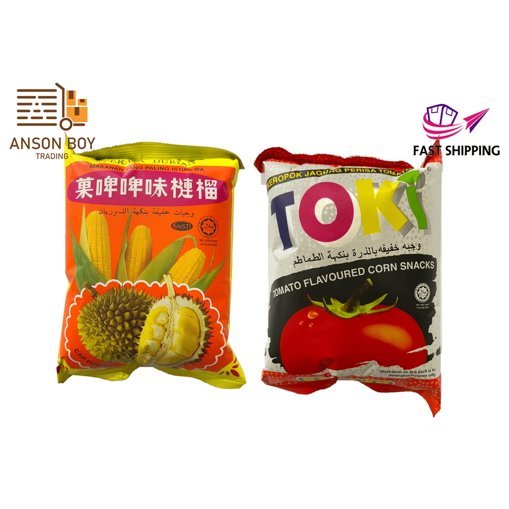 [READY STOCK] POPCORN DURIAN FLAVOURED CORN SNAKC/TOKI TOMATO SNACK (70 ...