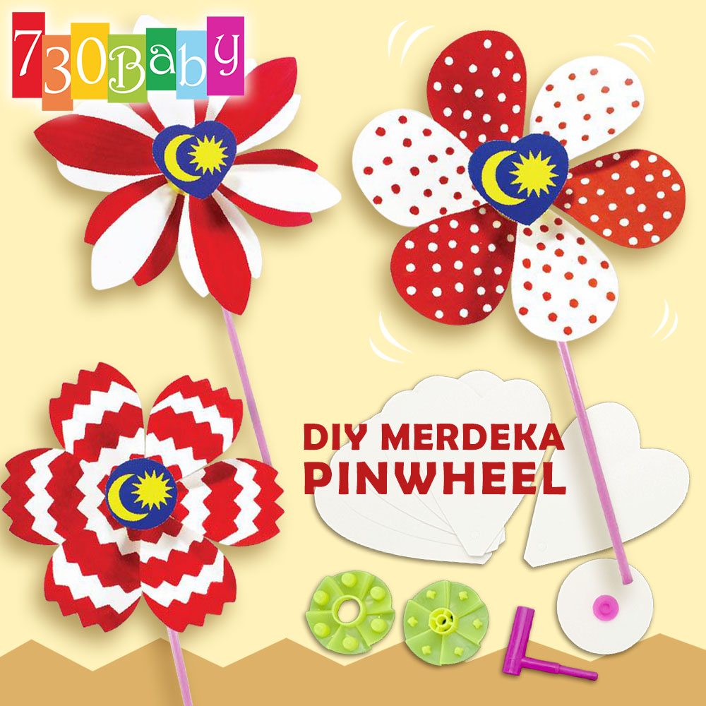 730Baby 10/pk Merdeka Flower Pinwheel Color Set Festival Toys DIY ...