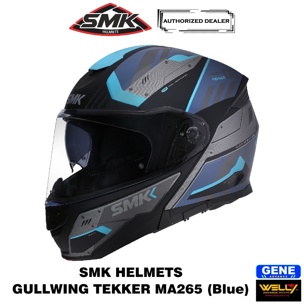SMK Gullwing Tekker MA265 Blue Modular Helmet 100% Original From ...