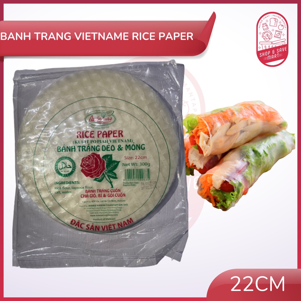 Ladamas Vietnam Rice Paper 22cm [Halal] - 300g | Kulit Popia Vietnam ...