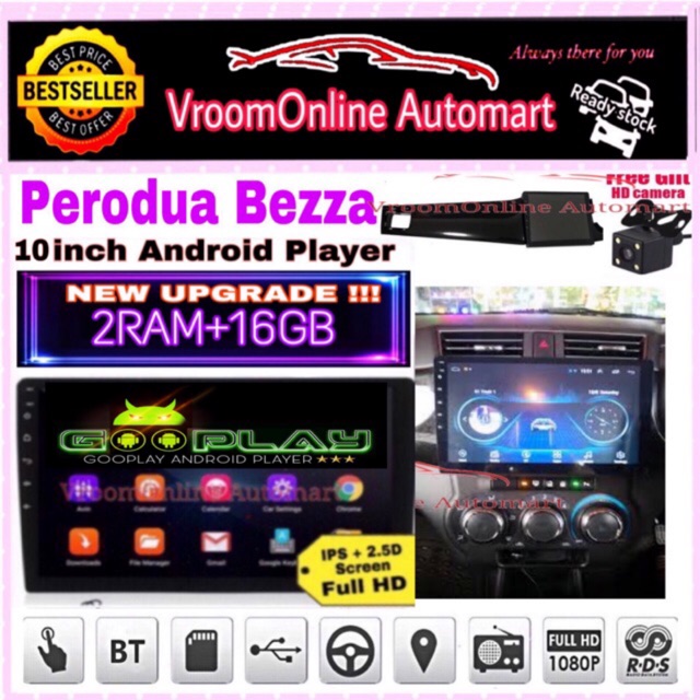 ANDROID PLAYER WITH PERODUA BEZZA PLAYER CASING , PLUG AND PLAY SOCKET ...