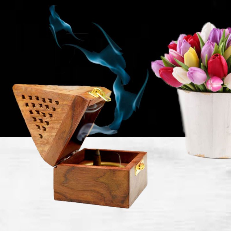 Wooden Pyramid & Box Shape Dhoop Batti Stand Incense Holder For Pooja ...