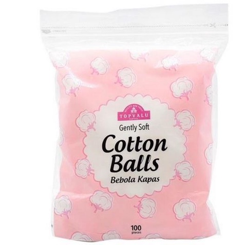 TOPVALU Gentle Soft Cotton Ball 100 Pcs 100% Cotton White BeBola Kapas ...