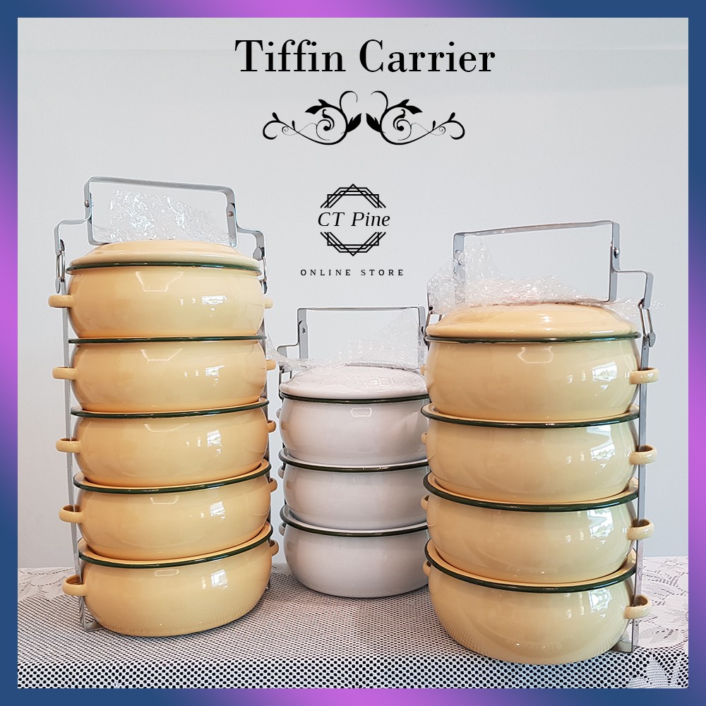 Enamel Penguin Tiffin Food Carrier Lunch Set [3 tier/4 tier/5 tier ...