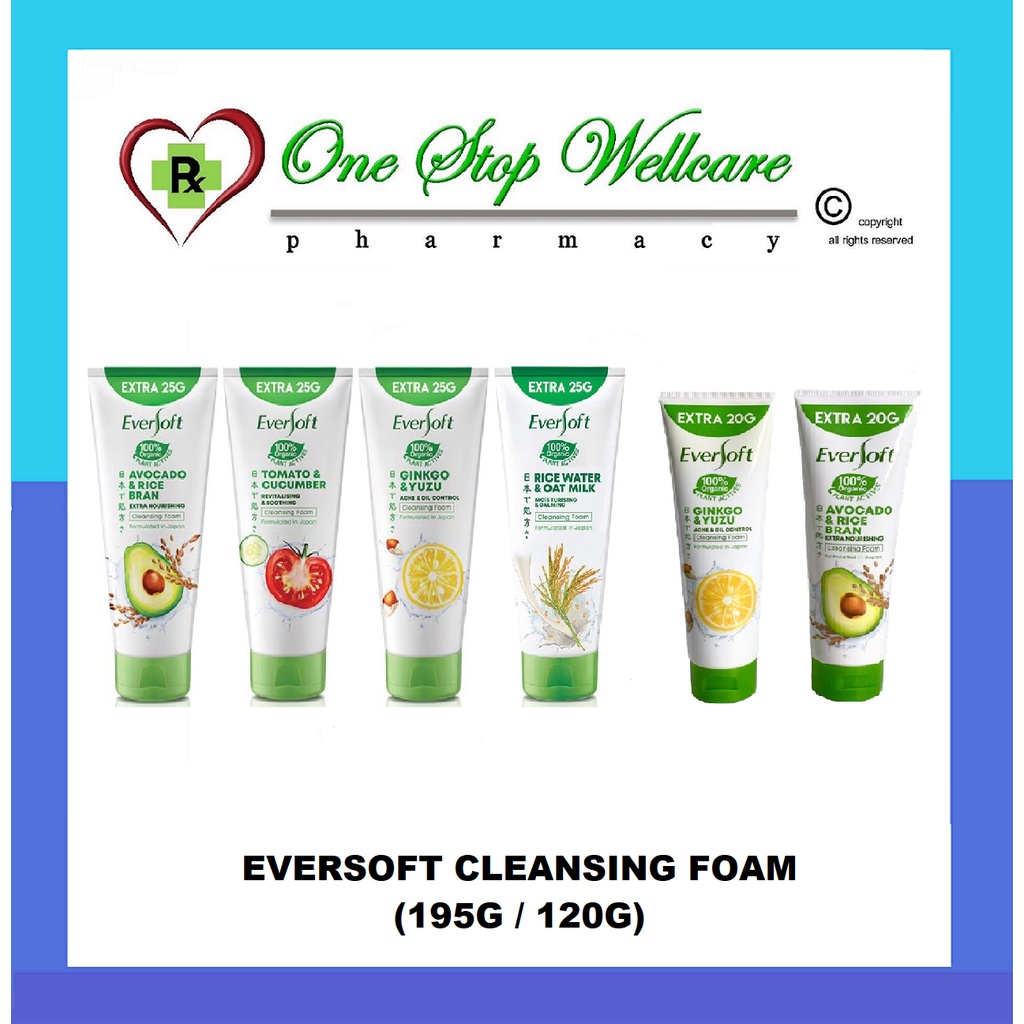 EVERSOFT CLEANSING FOAM (RICE WATER / GINKGO / AVOCADO / TOMATO) (195G / 120G) | Shopee Malaysia