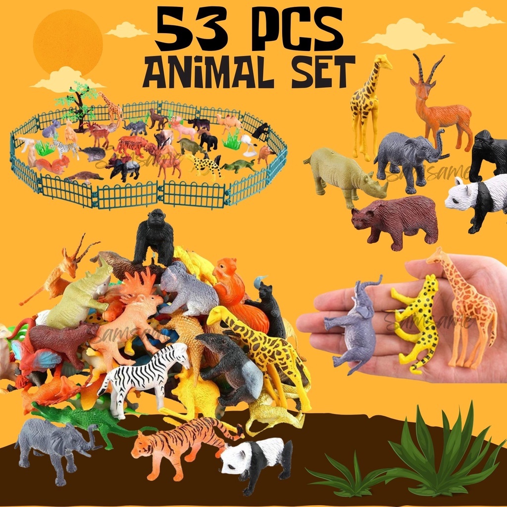 53pcs Wild Animal Toys Look Real Kids Early Animal Learning Cognition ...