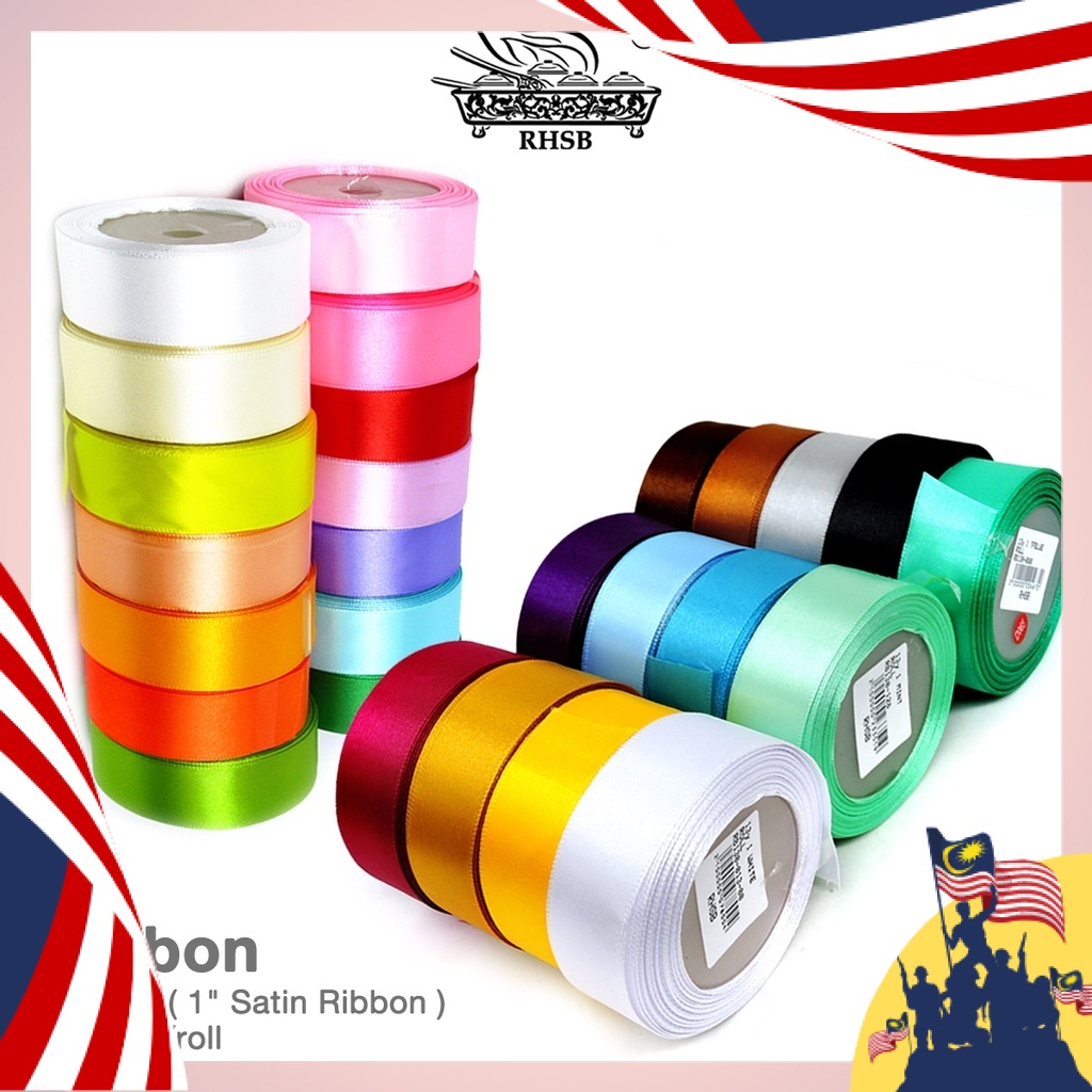 13yrd /ROLL 2.54cm (1') SATIN RIBBON / REBEN / RIBBON HADIAH / RB-130 ...
