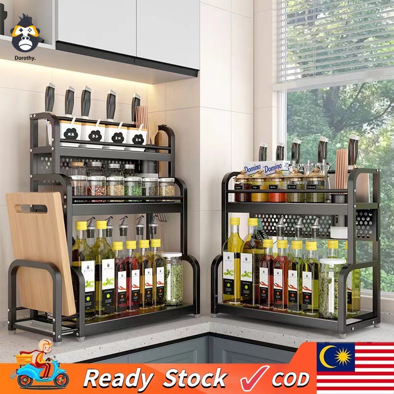 Kitchen Rak Rempah Stainless Steel Rak Dapur Spice Rack Seasoning ...