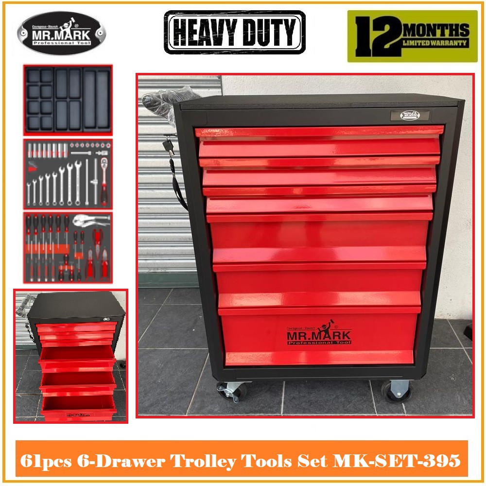 MR MARK 61pcs 6-Drawer Trolley Tools Set MK-SET-395 - Original MR MARK ...