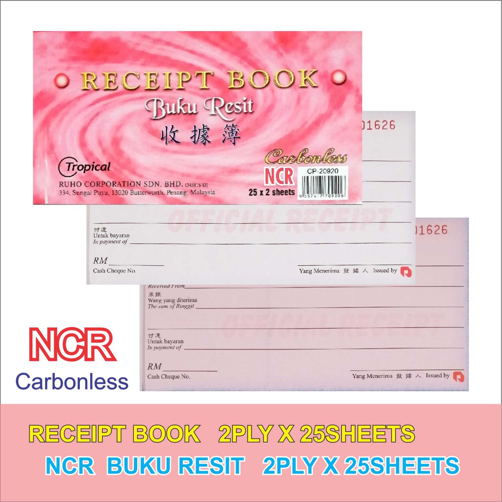 2 ply ncr numbering receipt book / buku resit / 收据簿 | BeeCost