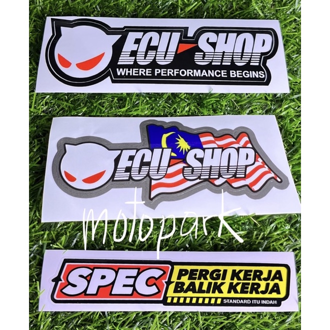 STICKER ECU SHOP STICKER SPEC PERGI KERJA BALIK KERJA STIKER MOTOR ...