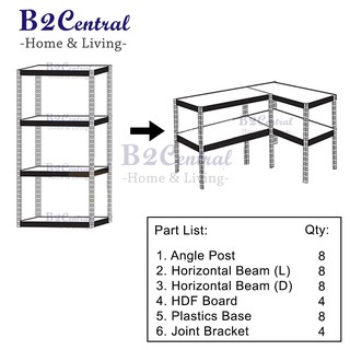4 Tier Boltless DIY Racking Storage Multi Purpose Racking Rak Dapur ...
