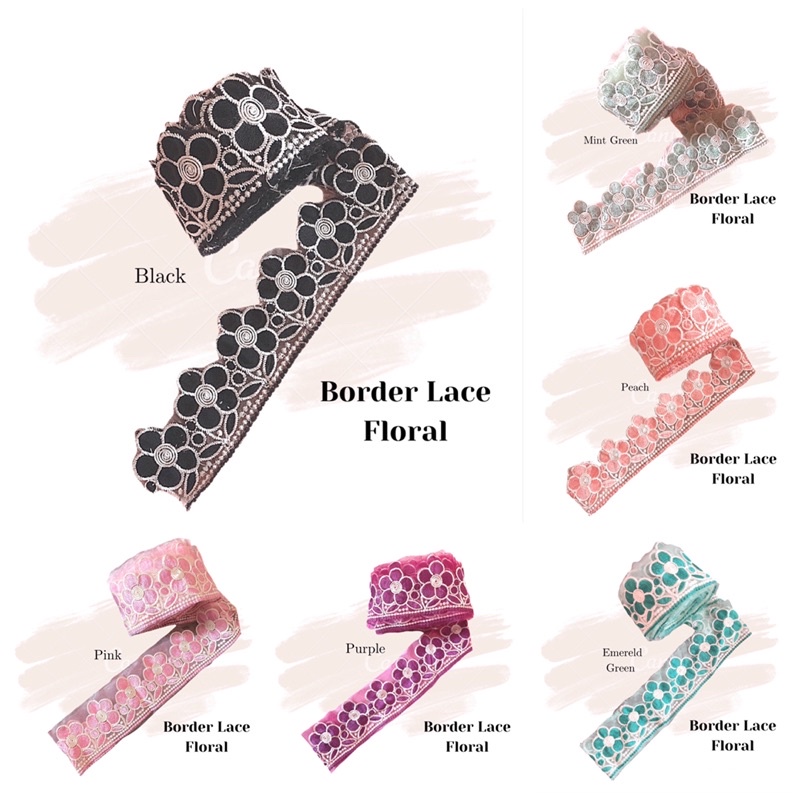 BORDER LACE | Border Lace Floral | Border Baju Kurung | Border Baju ...
