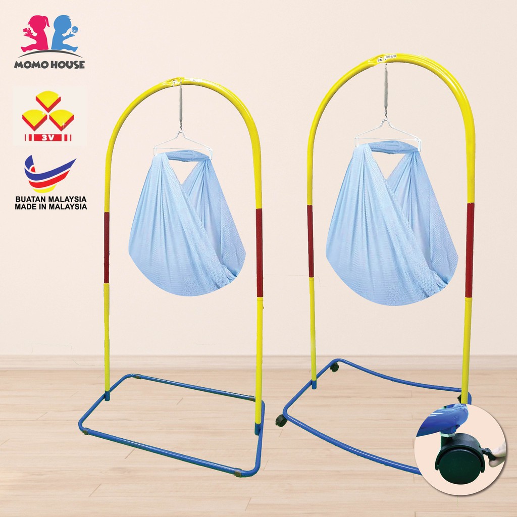 (NEW DESIGN) MOMO HOUSE 3V Baby Spring Cot Stand/ Buaian Bayi/ Baby ...