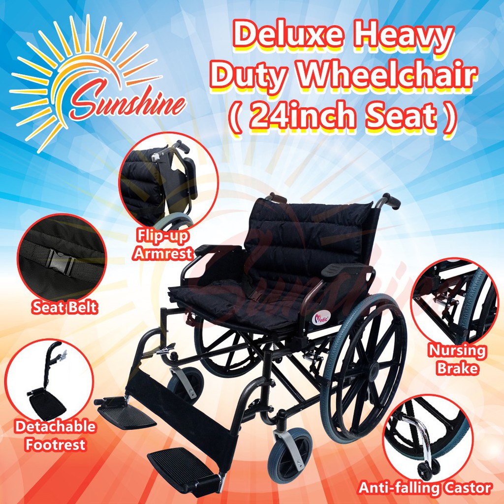 Kerusi Roda 22" / 24" Seat Deluxe Heavy Duty Wheelchair with Anti ...