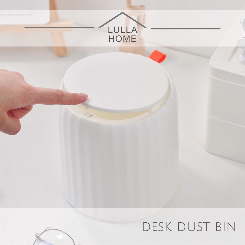 LullaHome White Minimalist Aesthetic Instagram Mini Round Dust Bin Desk ...