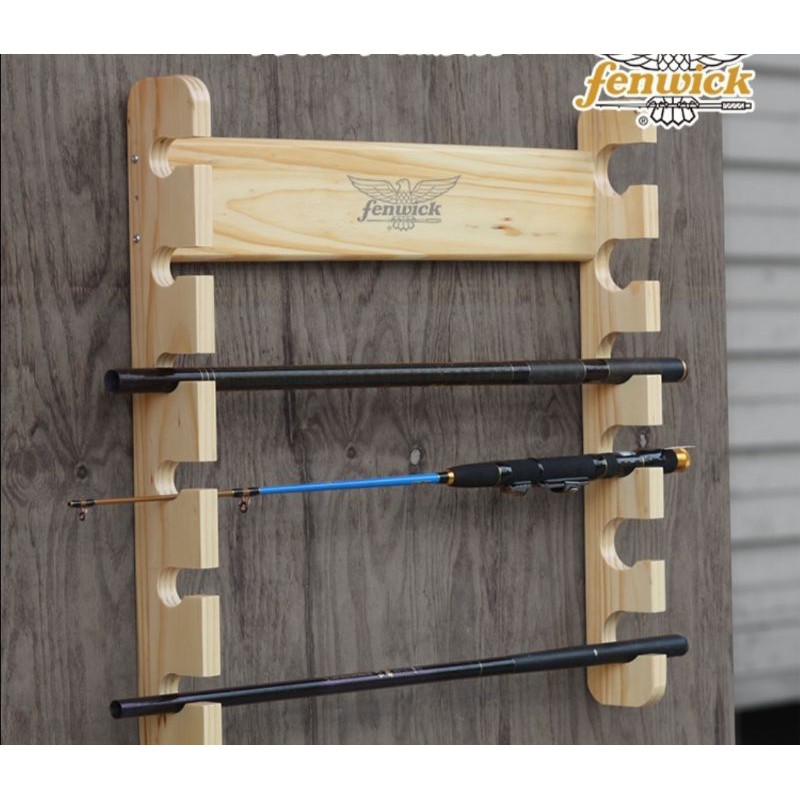 fishing rod rack 6 slot rak joran pancing murah kayu fishing rack ...