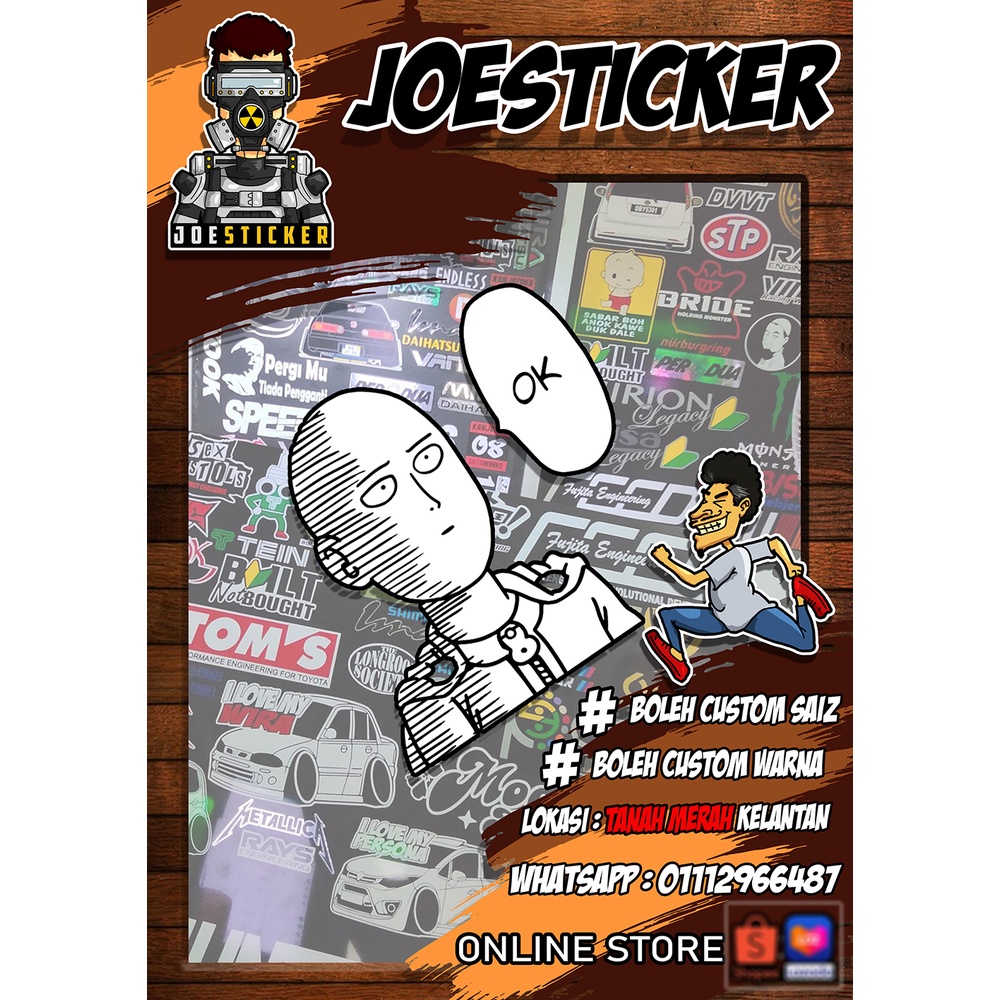 one punch man sticker saiz 10x10 inci | Shopee Malaysia