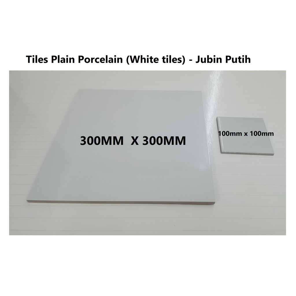 Tiles Plain Porcelain (White tiles) - Jubin Putih -Size: 100mm & 300 ...