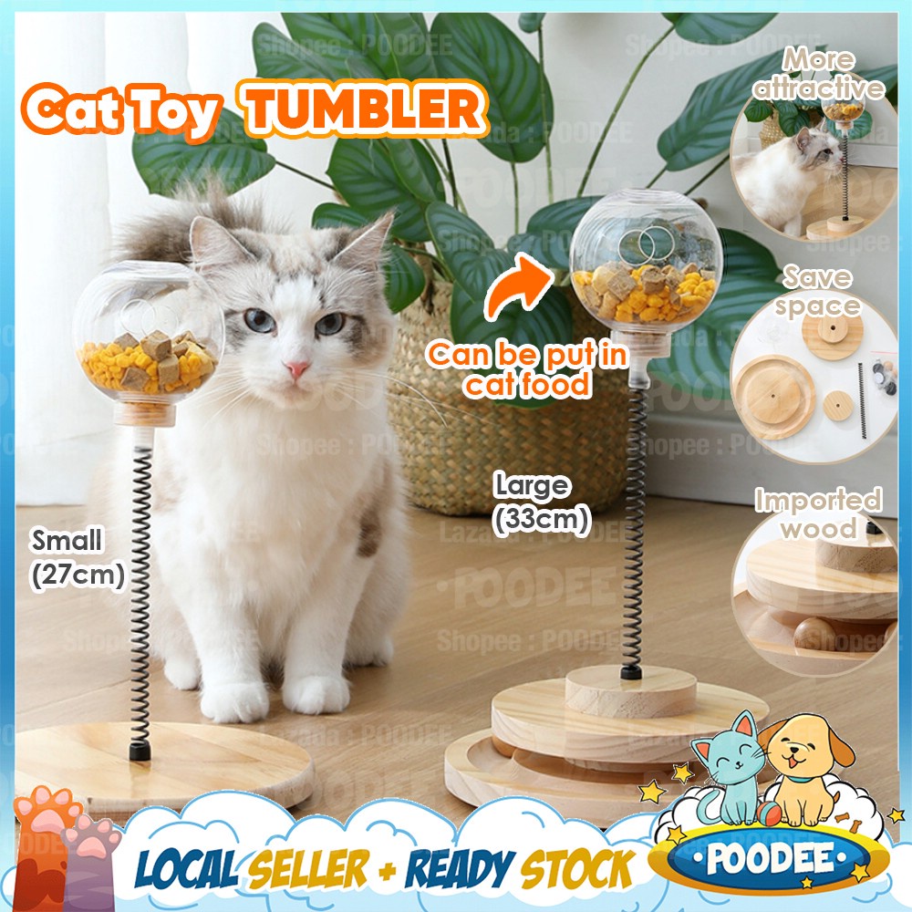 POODEE Wooden Cat Toy Roller Turntable Ball Interactive Kitten Indoor ...