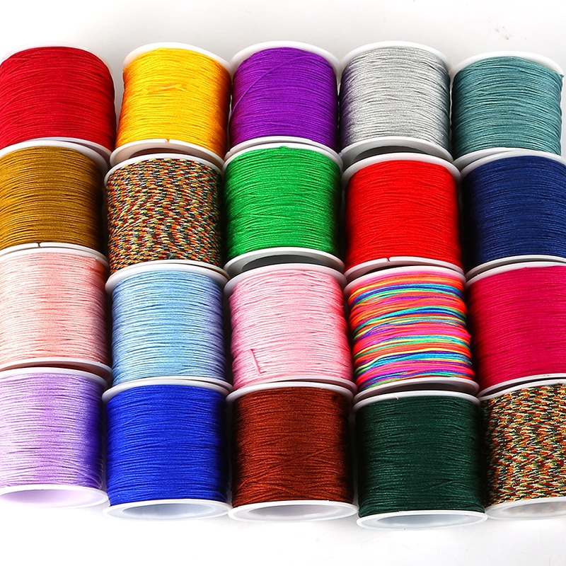 50m/lot 0.8mm Cotton Cord Nylon Cord Thread String DIY Beading Braided ...
