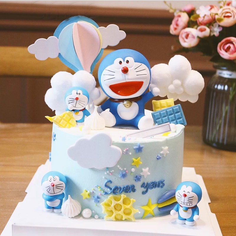 Doraemon cat cartoon cake topper toys for kids baby children gifts ...