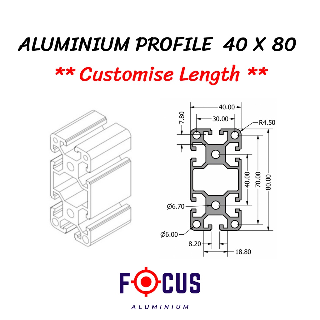 [ 40 X 80 ] HEAVY DUTY ALUMINIUM PROFILE 4080 40x80 FOR SIMULATOR RIG ...