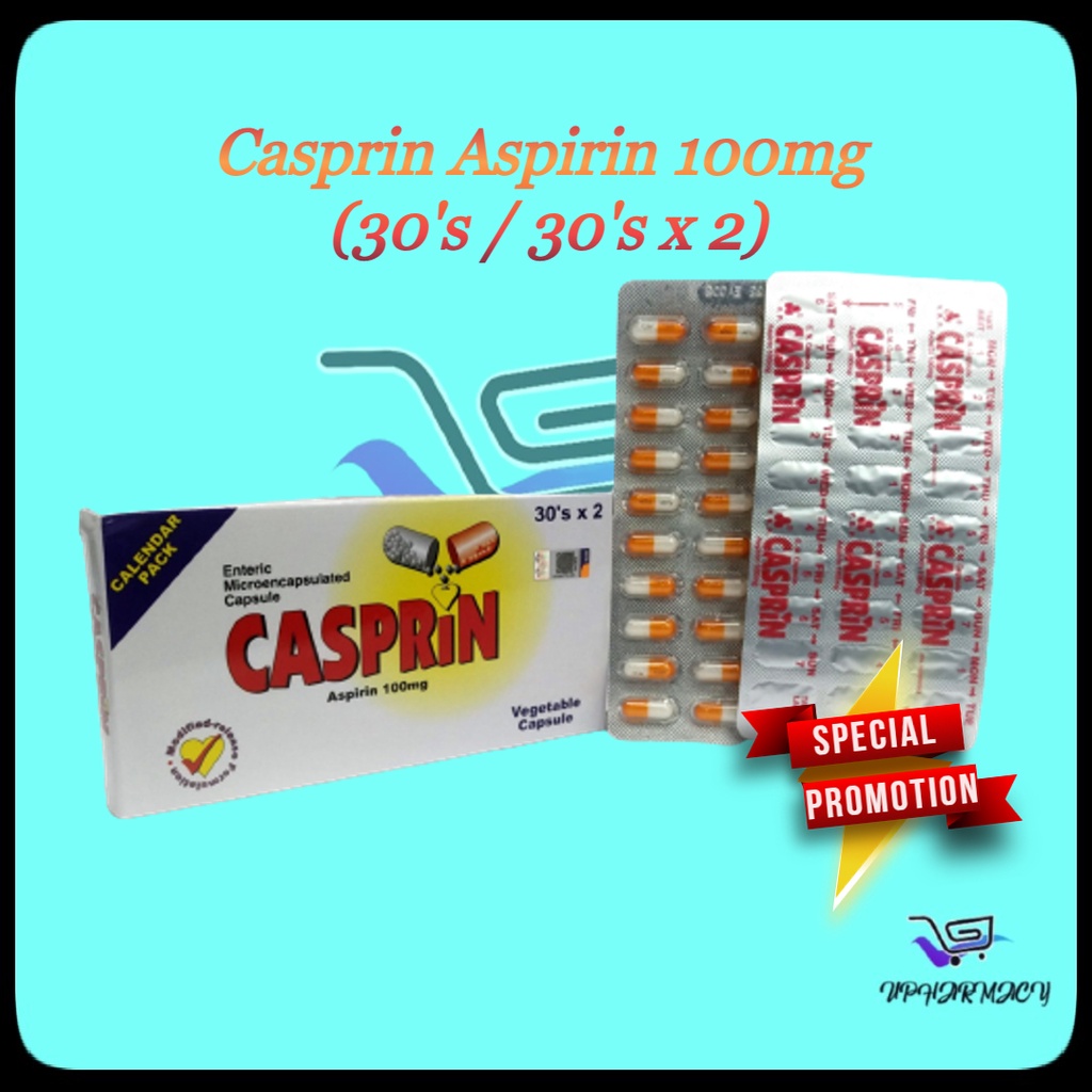 Casprin Aspirin 100mg (30's / 30's x 2) (EXP 05/2024) | Shopee Malaysia