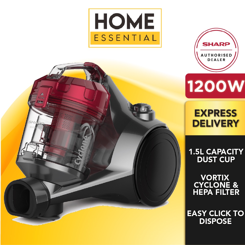 Sharp 1200W Vortix Cyclone Bagless Vacuum Cleaner ECC1219S with HEPA ...