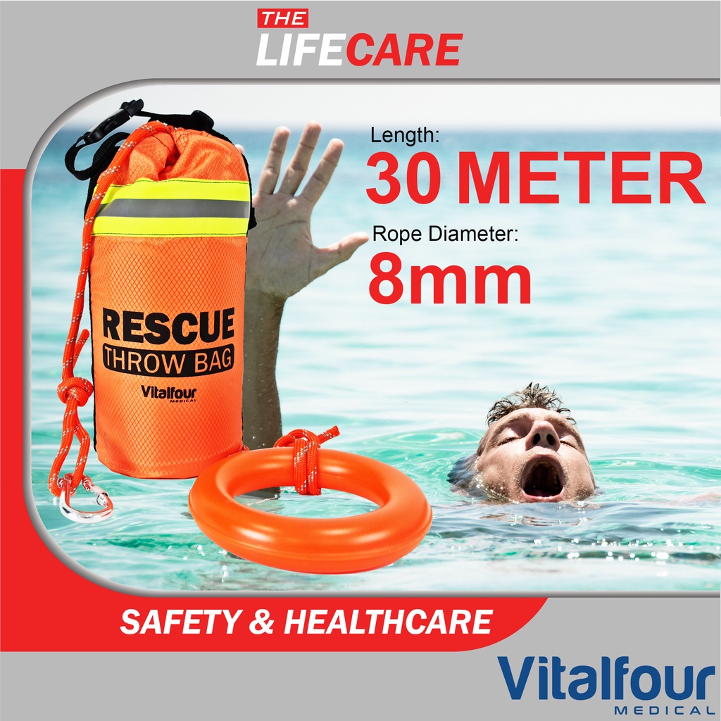 Water Rescue Throw Bag (30meter 8mm Float and reflective Line) | Shopee ...