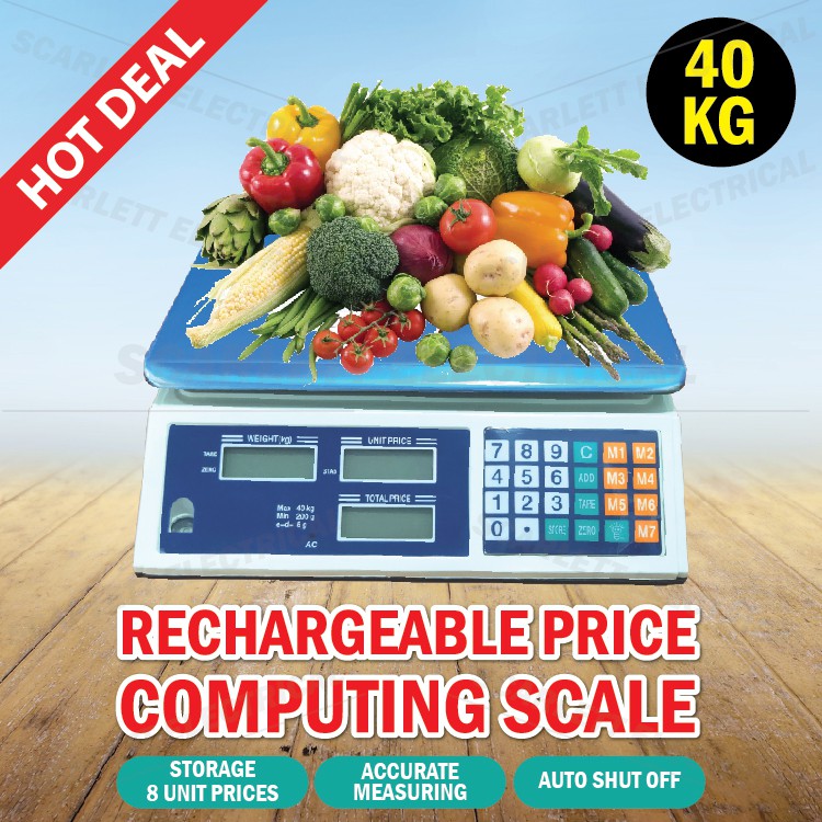 40kg Rechargeable Digital Price Computing Counting Weighing Scale ...