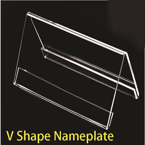 Clear Acrylic V Shape Display Stand Desktop Table Card Nameplate Number ...