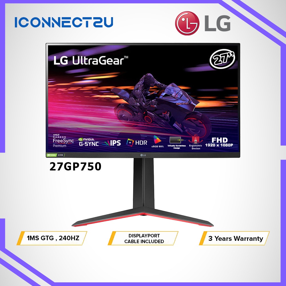 LG 27" 27GP750 FHD HDR10 240Hz 1ms FreeSync GSync Compatible Ultragear ...