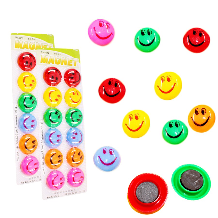 12Pcs Smiley Face Magnetic Magnet Whiteboard Fridge Magnet Tag Sticker ...