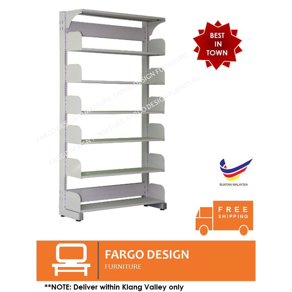LIBRARY SINGLE SIDED RACK with ADJUSTABLE SHELVES without STEEL SIDE ...