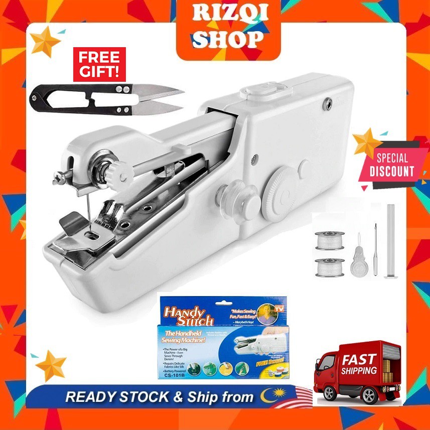 MESIN JAHIT TANGAN MUDAH ALIH PORTABLE HANDY STITCH BATTERY POWER ...