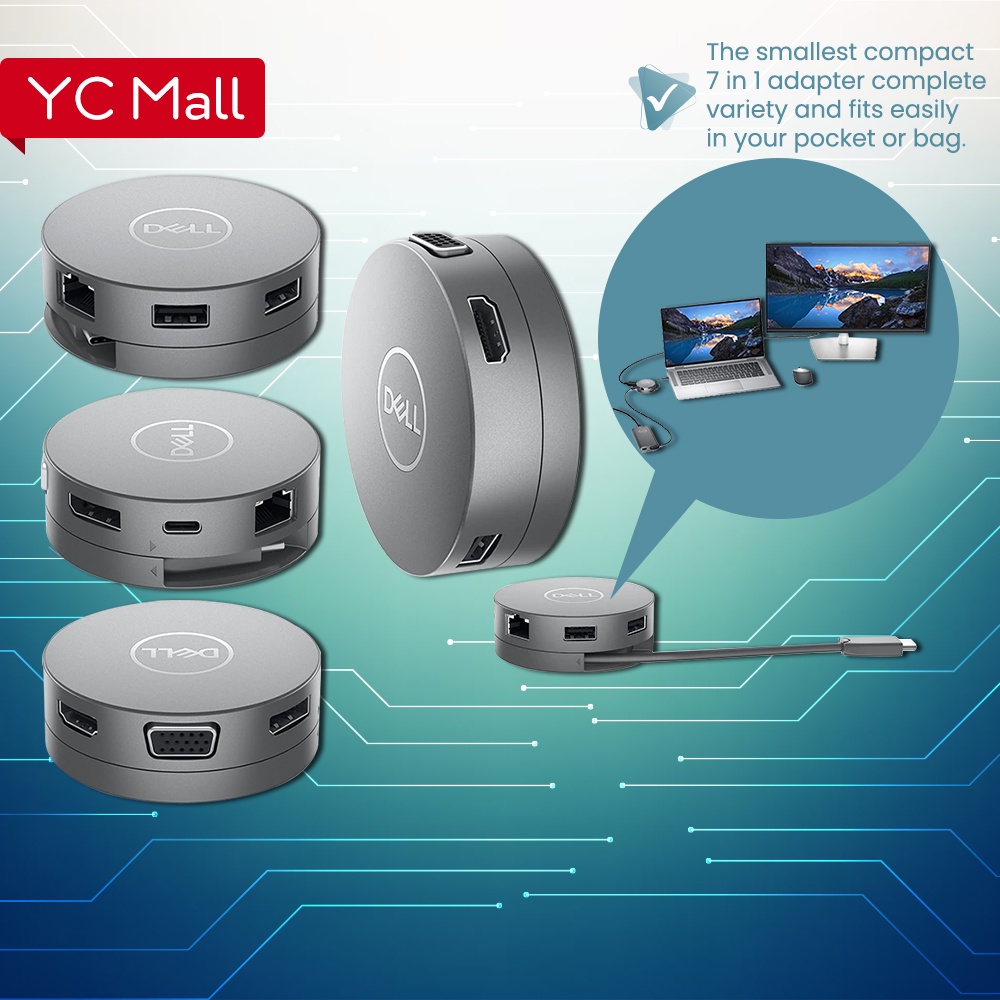 Dell 7 In 1 USB-C Multiport Adapter Extensive Connectivity Compact ...