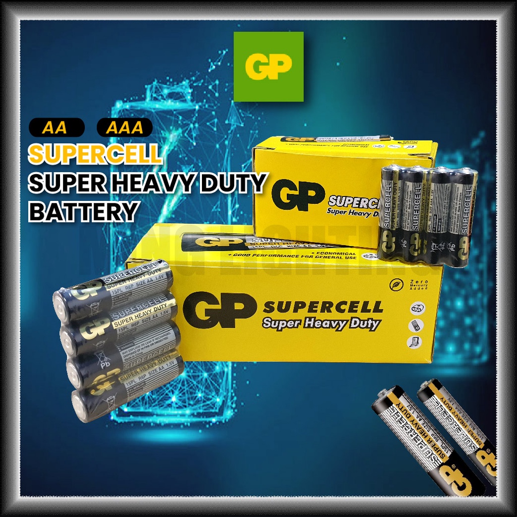 GP AA AAA Battery 1.5V Supercell Heavy Duty Bateri Cell Mainan Remote ...