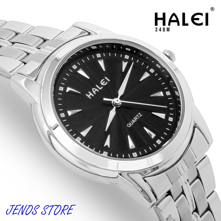 Jam Tangan Lelaki Wanita HALEI 348 Tali Stainless Steel Tahan Air Halei ...