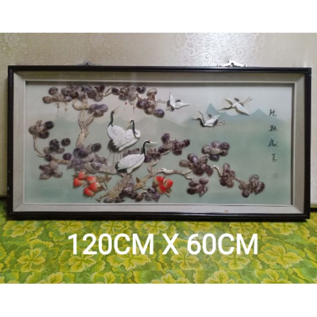 VINTAGE japanese art SEA SHELL PAINTING SILK Handmade | Shopee Malaysia