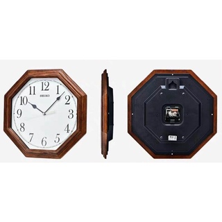 SEIKO Octagon Quiet Sweep Wooden Wall Clock QXA529 (QXA529B) | Shopee ...