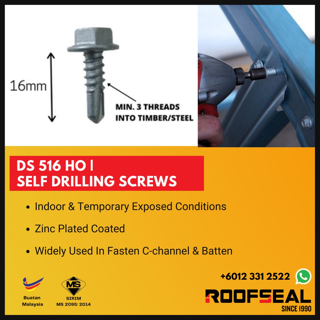 DS 516 HO | Self Drilling Screws | 16mm Skru Besi Bumbung | C Channel ...