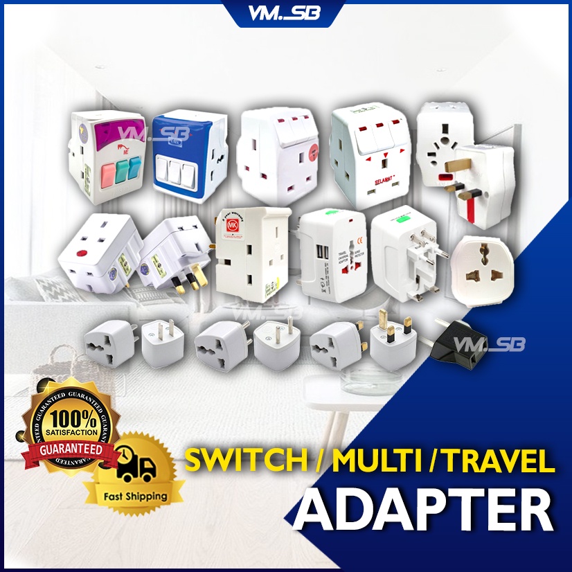 UNIVERSAL TRAVEL ADAPTER CONVERTER MULTI PIN TO 2 PIN US EU 3 PIN UK ...